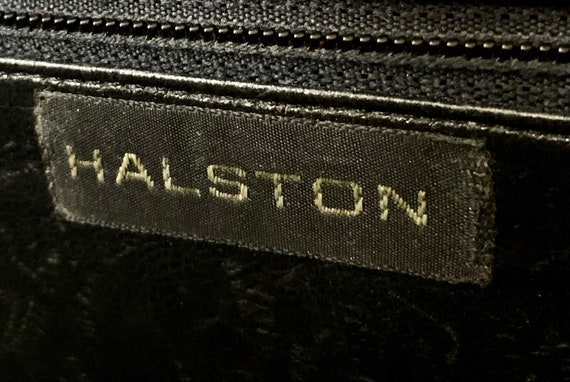 RARE 70s Halston Signature H Black Suede Shoulder Cha… - Gem