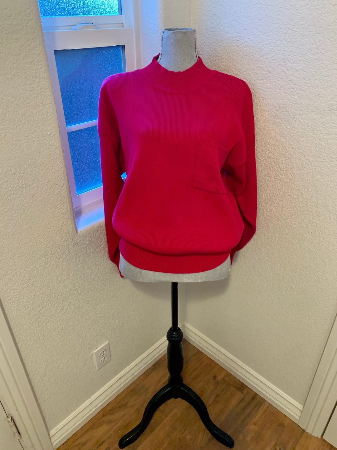 Barbie Pink Vintage 80s Gap Oversize Cotton Shaker Rib Mock Turtle Neck ...