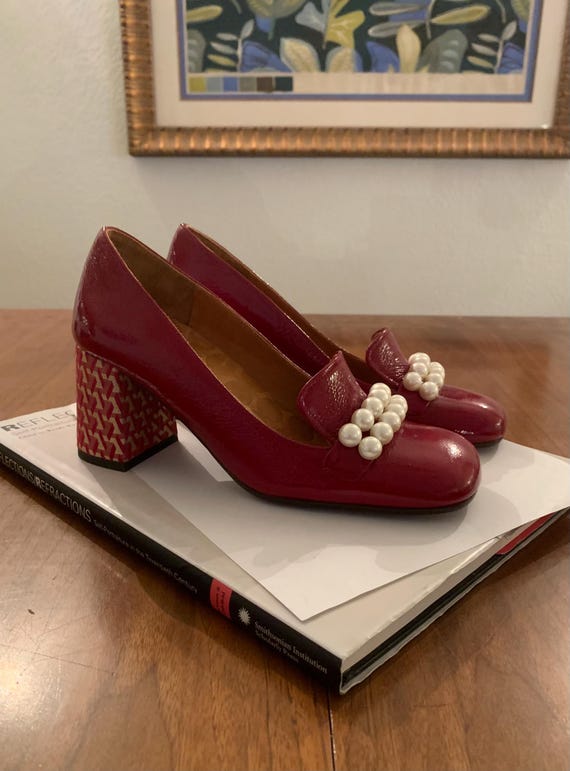 Retro Chie Mihara Red Crushed Patent Leather Party Sh… - Gem