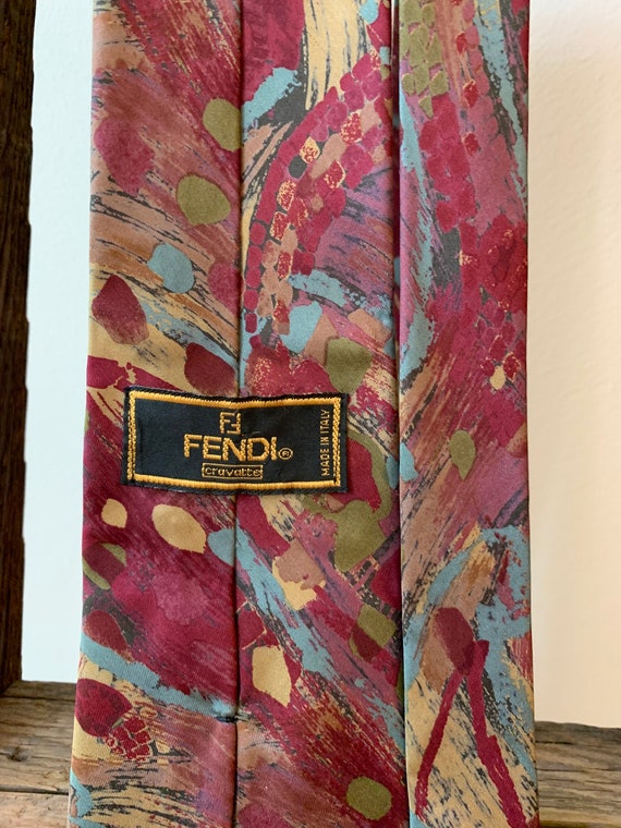 80s Vintage Fendi Abstract Watercolor Print Necktie S… - Gem
