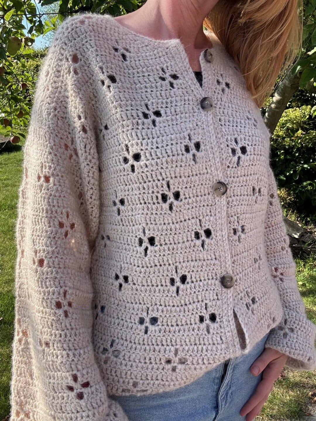 Crochet Pattern Cardigan for Women – Felicia Floral Lace Cosy Sweater ...