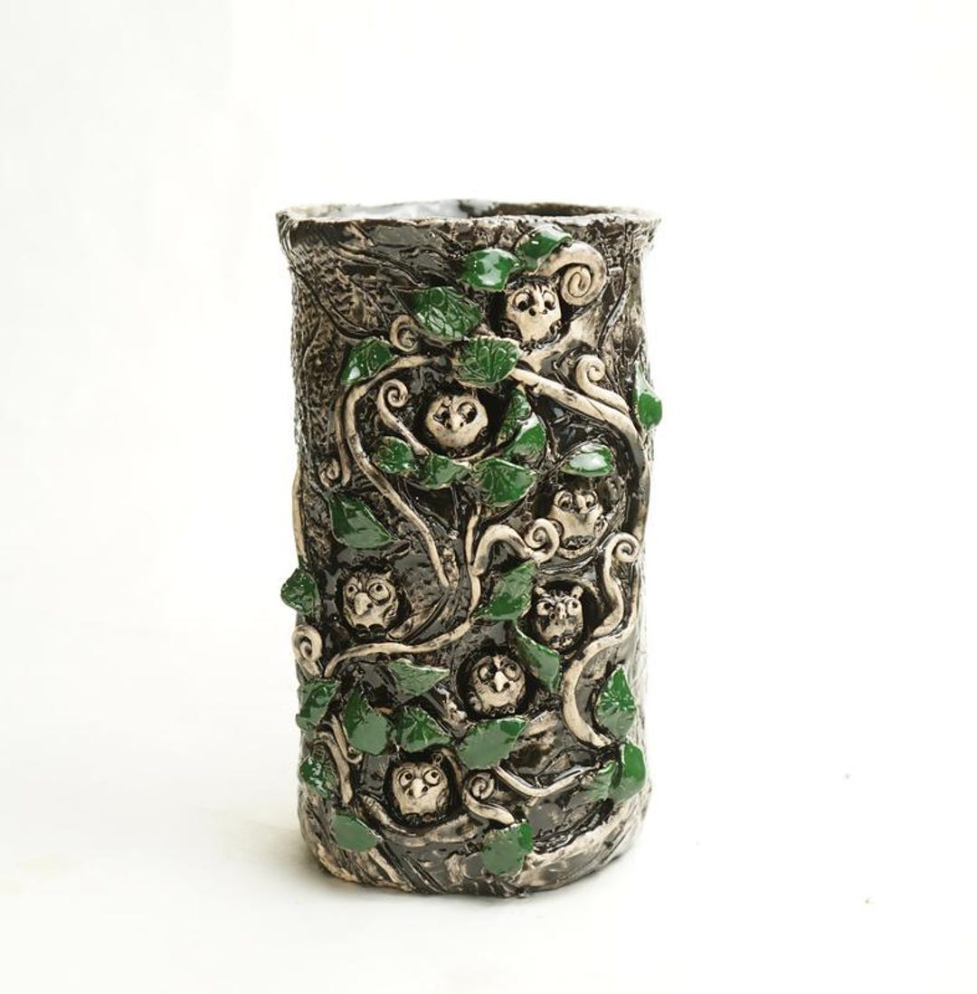 Ceramic Vase With Owls, Ceramic Owls Nest Vase, Bestatue, House Warming ...