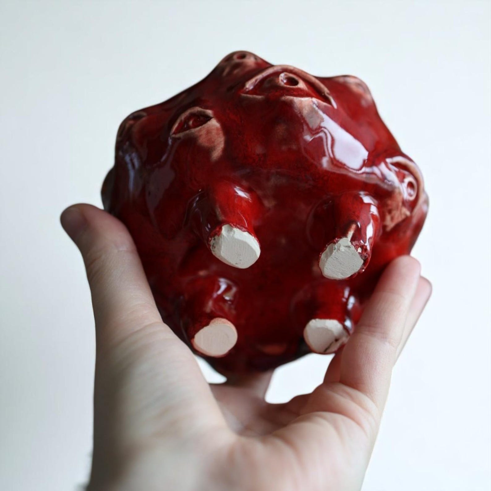 Ceramic Red Piala With Eyes, Ceramic Dark Red Bowl With Eyes, Ceramic ...