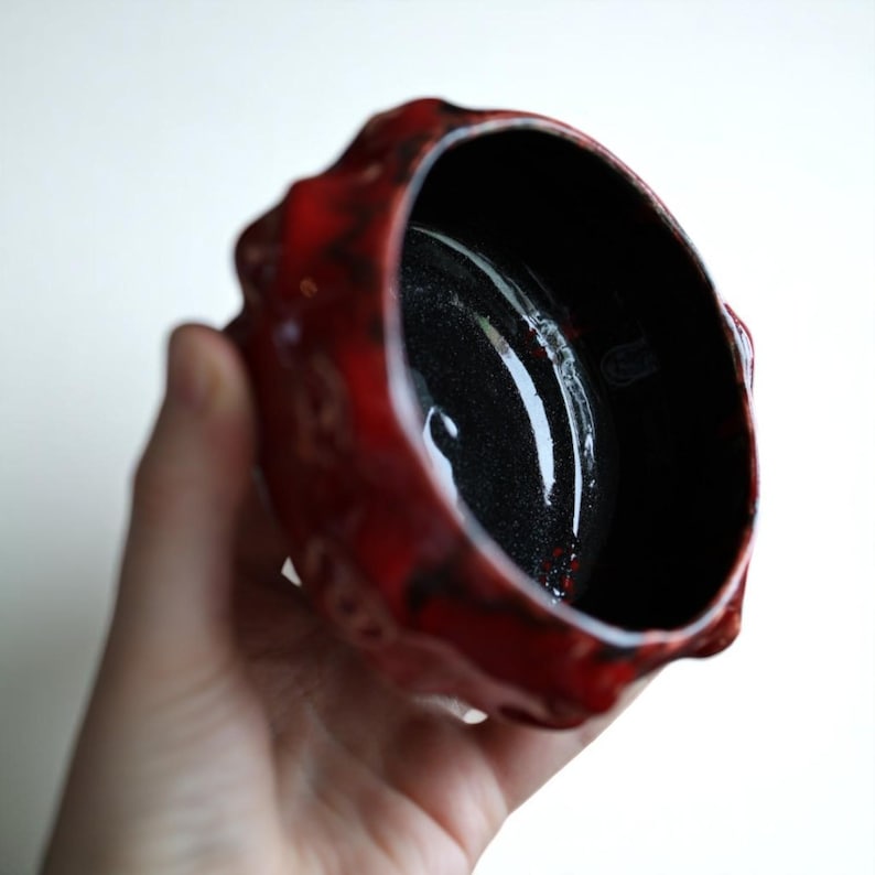 Ceramic Red Piala With Eyes, Ceramic Dark Red Bowl With Eyes, Ceramic ...