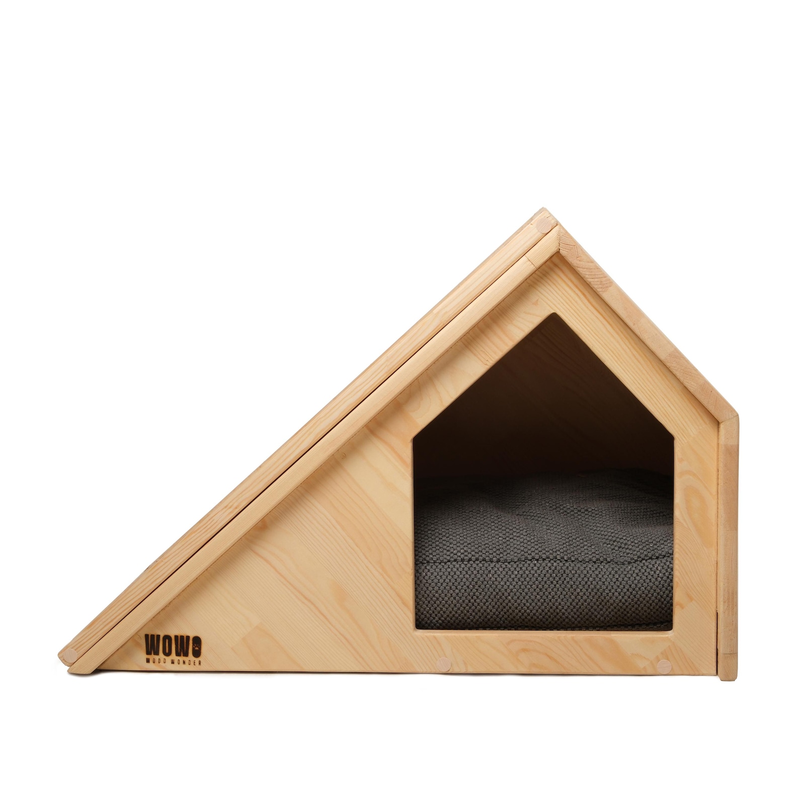 Modern Wooden Cat House With Scratching Roof – Handmade Indoor Pet Bed ...