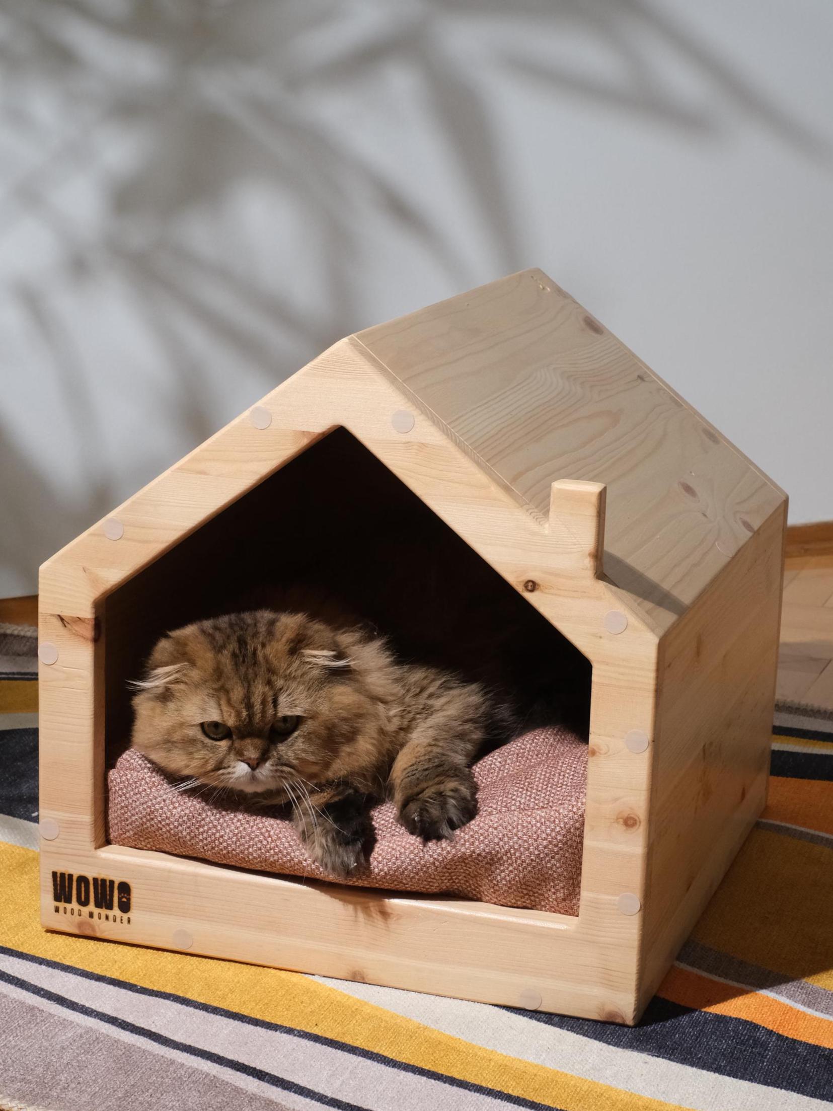 Modern Wooden Cat House With Soft Cushion - Etsy