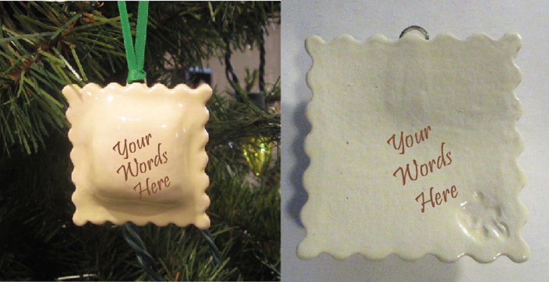 Custom Front and Back Text Ravioli Ornament - Etsy