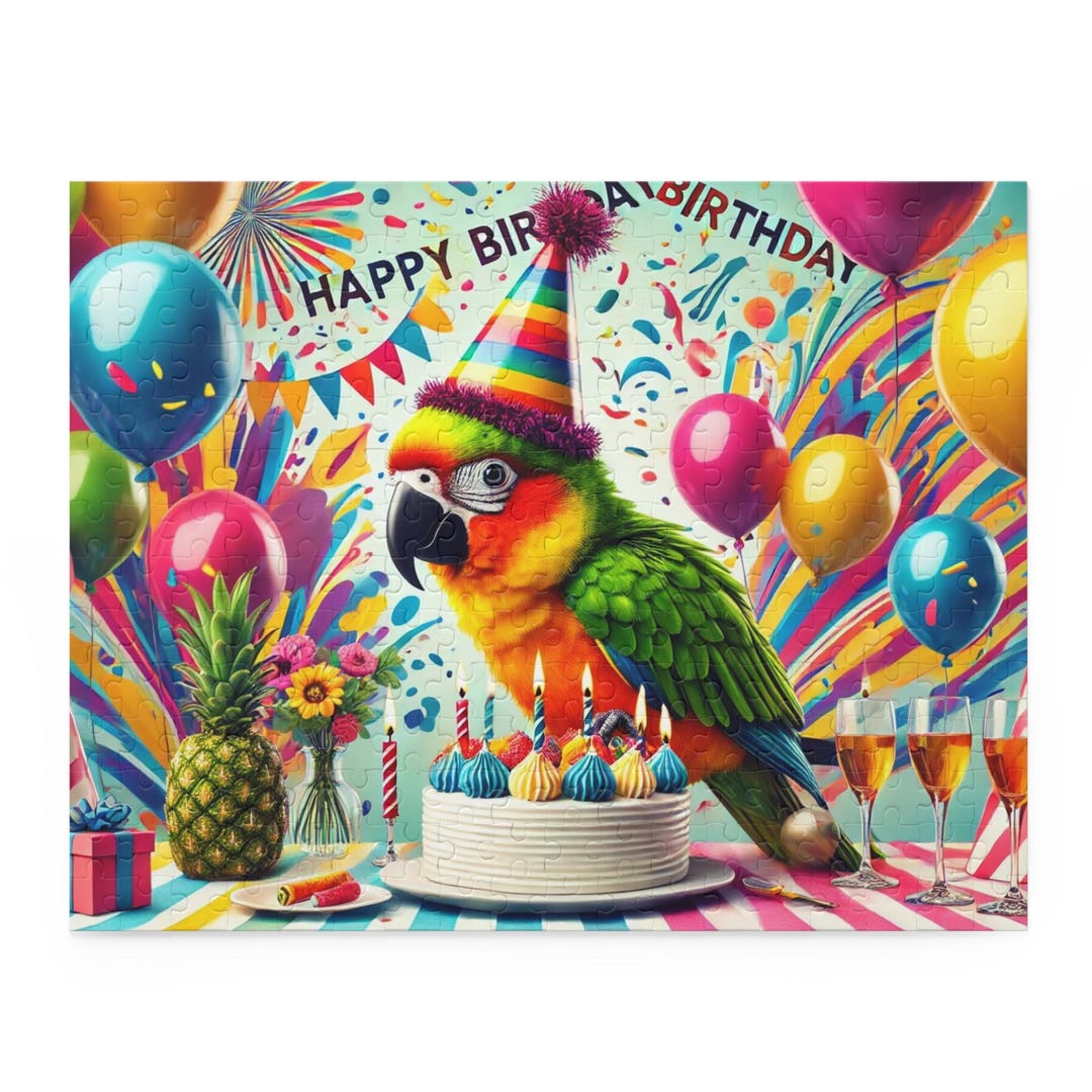 Happy Birthday Parakeet Puzzle - Etsy