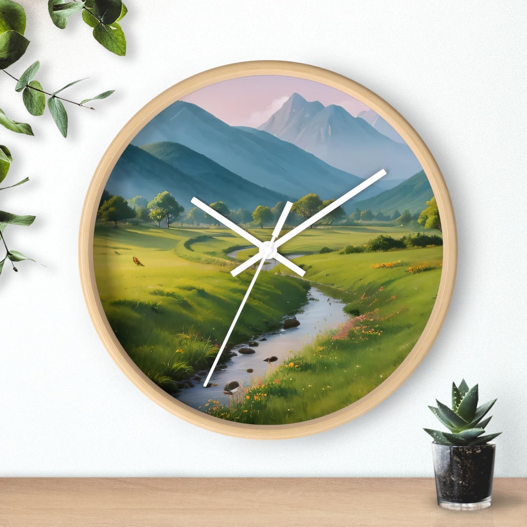 Serene Landscape Wall Clock Nature Decor, Home Office Wall Art, Gift ...