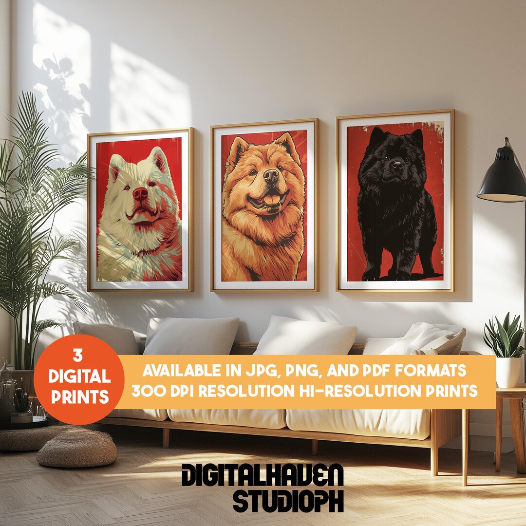 Chow Chow Retro Dog Art Print Modern Dog Lover Gift Japanese Inspired ...