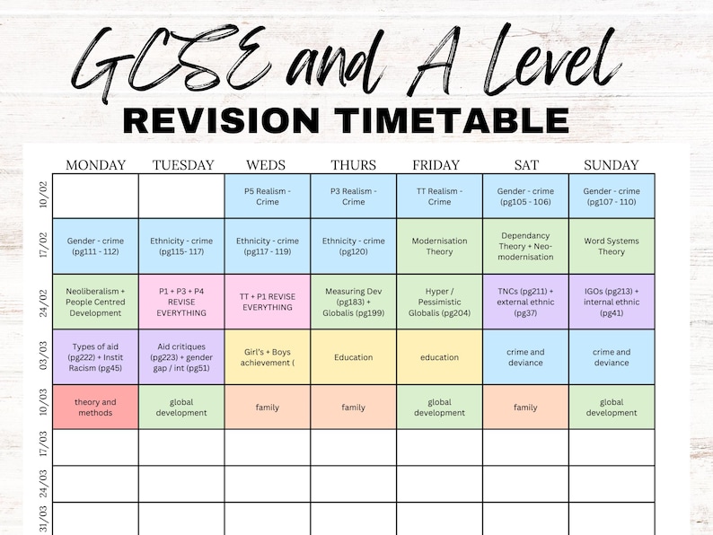 GCSE & A-level Revision Table | Study Planner Desk Organiser | Exam ...