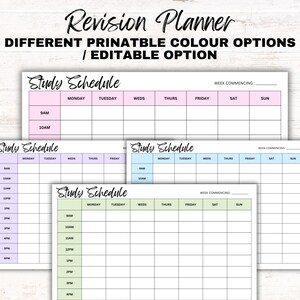 Printable & Editable Weekly Revision Planner With Time Slots | Study ...