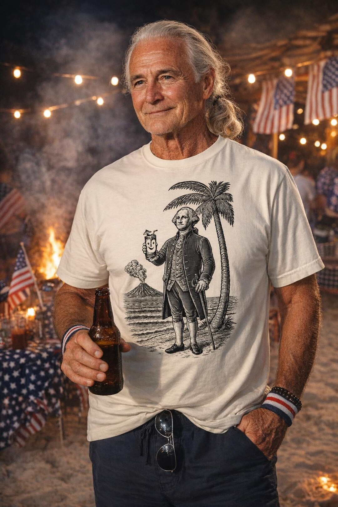 George Washington Tiki Shirt | USA 250th Anniversary Tee | Patriotic ...