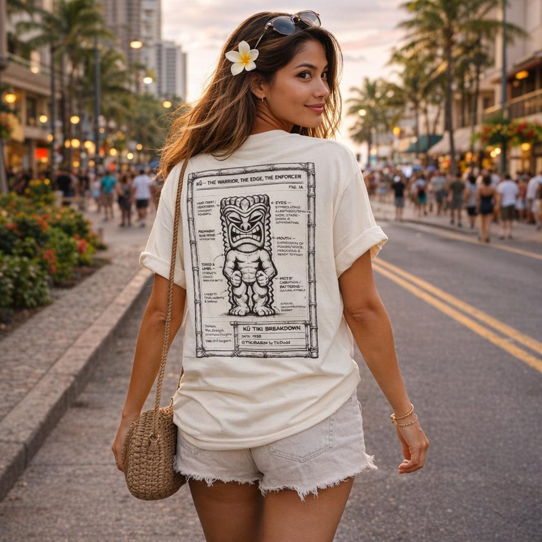 KŪ the Warrior Tiki Shirt – Hawaiian God Ku Graphic BACK Tee, Vintage ...