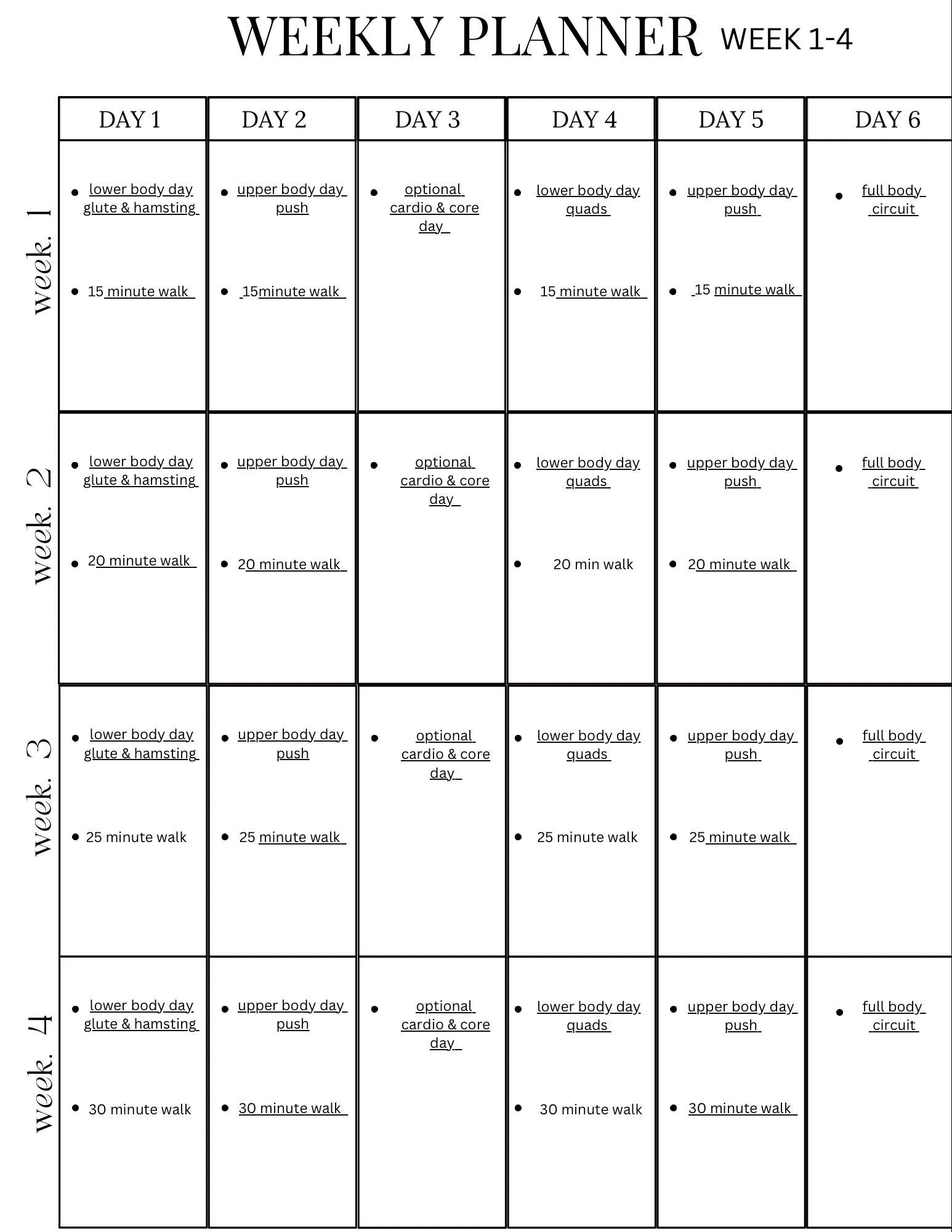 6 Week Home Workout Guide - Etsy