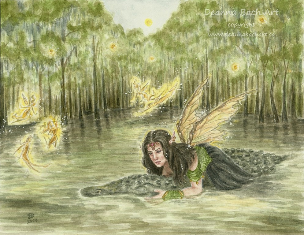 In the Swamp fantasy fairy gothic art by Deanna Bach | Etsy