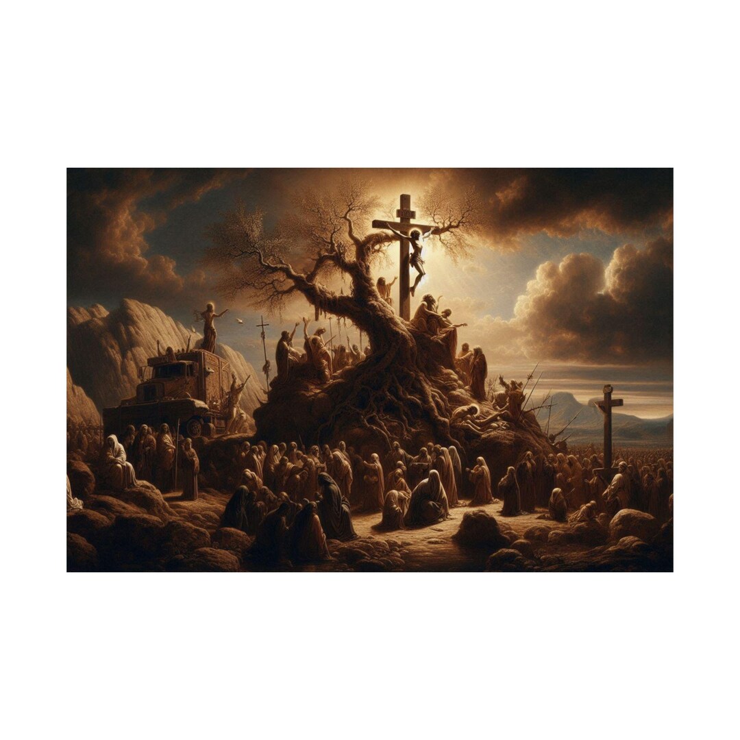 Jesus on Cross Satin Poster, Gothic Art Wall Decor, Religious Spiritual ...