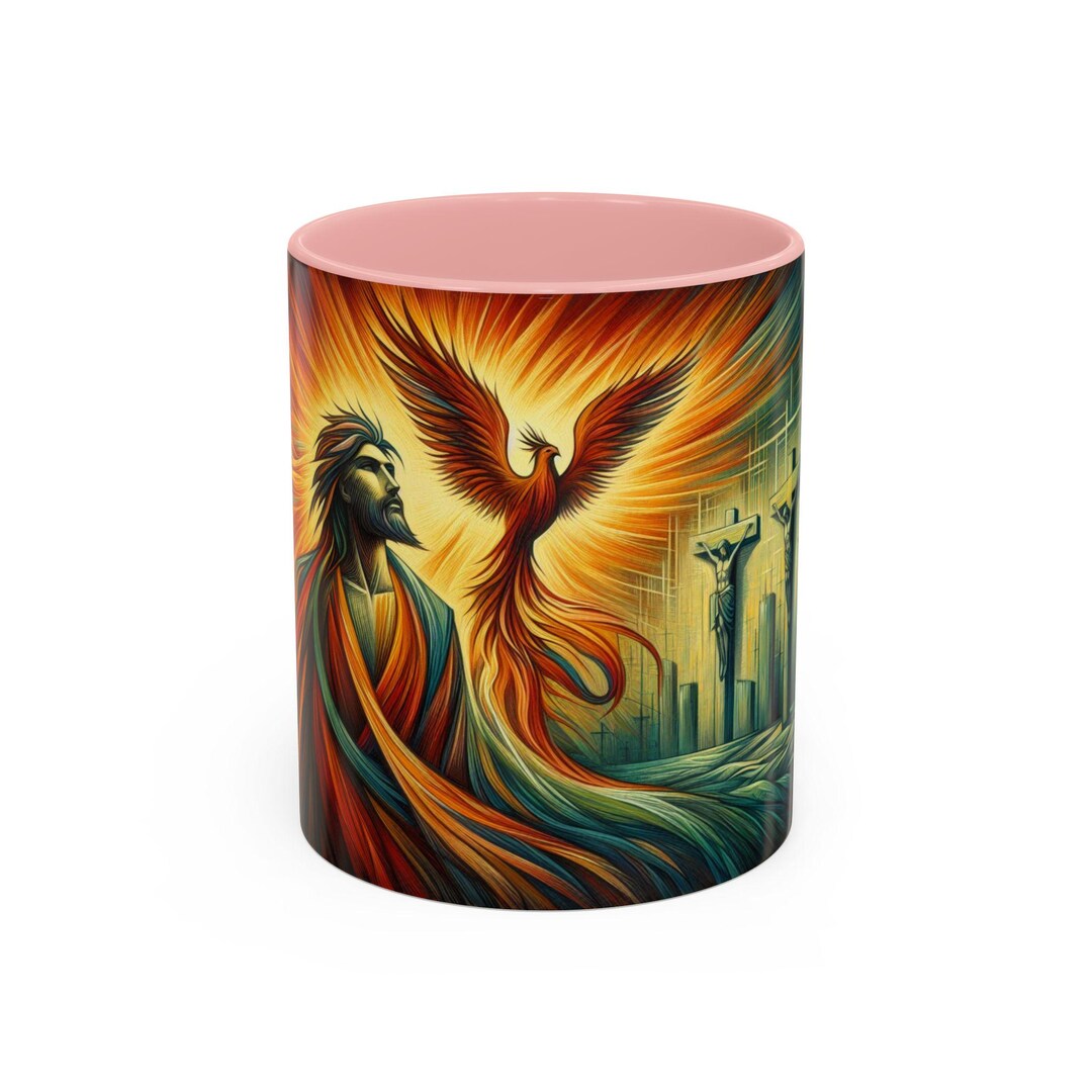 Jesus Phoenix Symbol Rebirth Faith Gift, Spiritual Coffee Cup ...