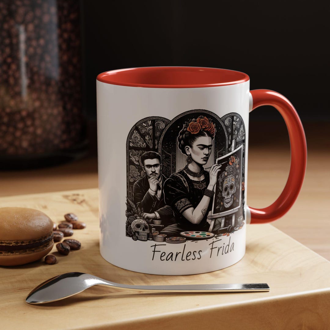 Mug, Frida Kahlo, Fearless Woman, Girls, Icon Coffee Cup, Inspirational ...