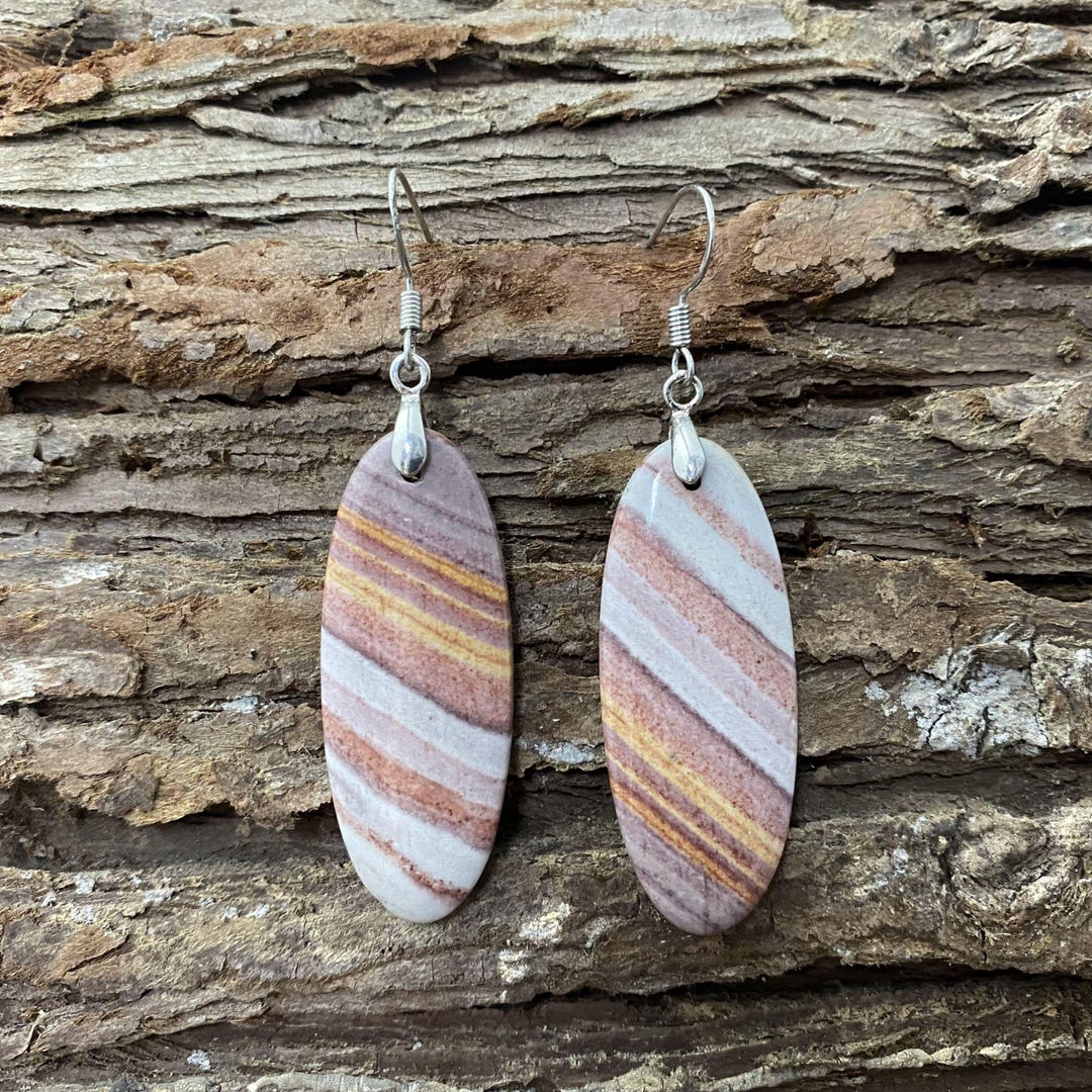 Natural Stone Healing Earrings: Jasper Drop, Bohemian Women's Jewelry ...
