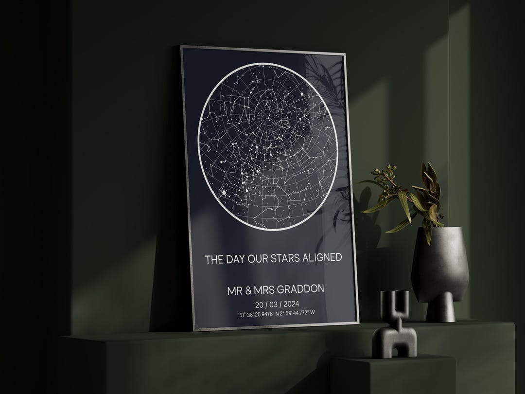 Personalised Wedding Anniversary Star Map Print, the Day Our Stars ...