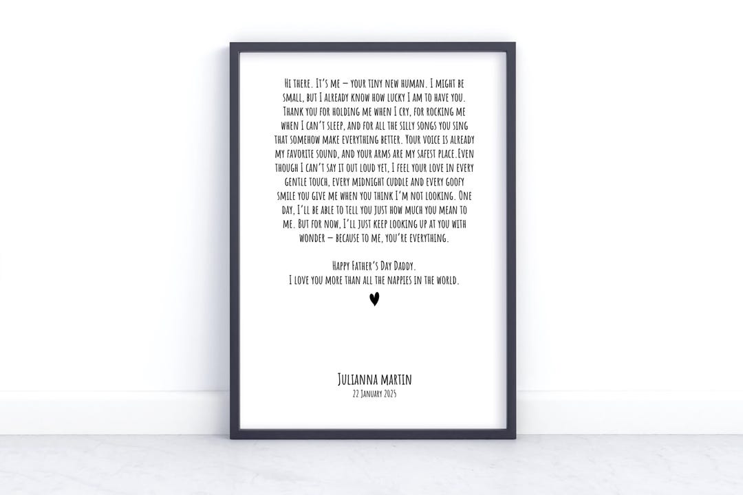 Personalised Newborn Letter to Daddy Print, New Daddy Gift, First ...