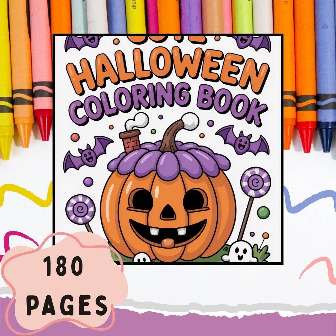 Cute Halloween Coloring Book for Kids – 180 Printable Pages | Fun ...