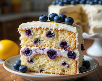 Best Lemon Blueberry Layer Cake Recipe – Instant PDF Download, Moist ...