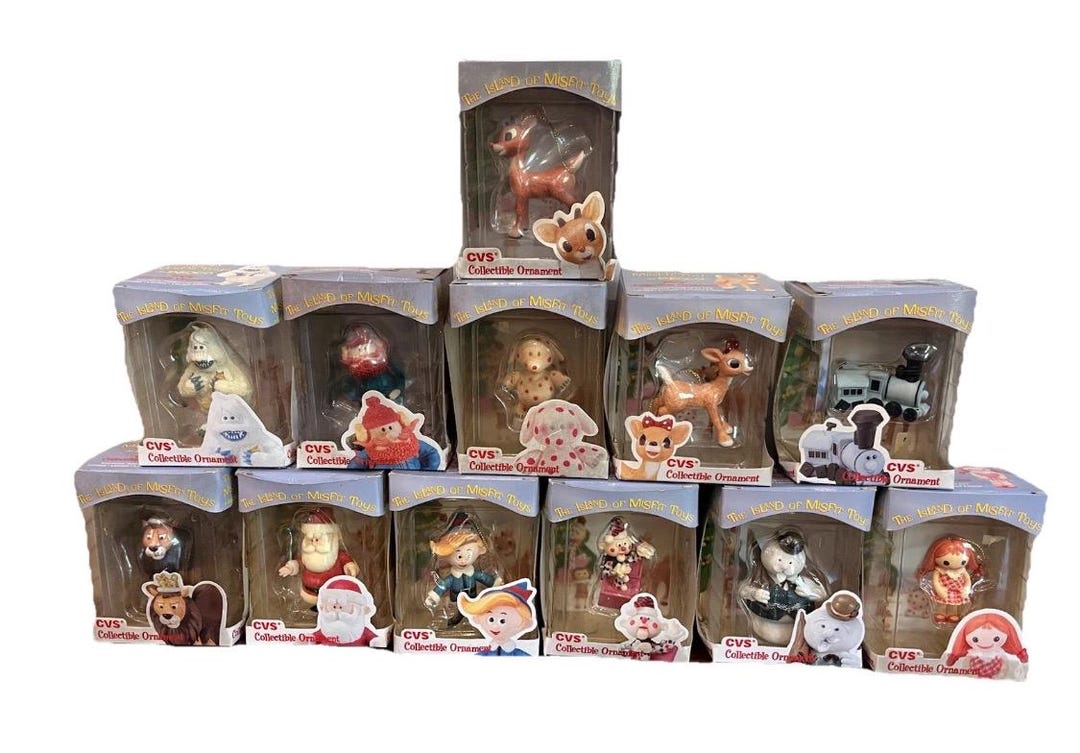 CVS Rudolph Red Nosed Reindeer Island Misfit Toys Ornament Set Complete ...