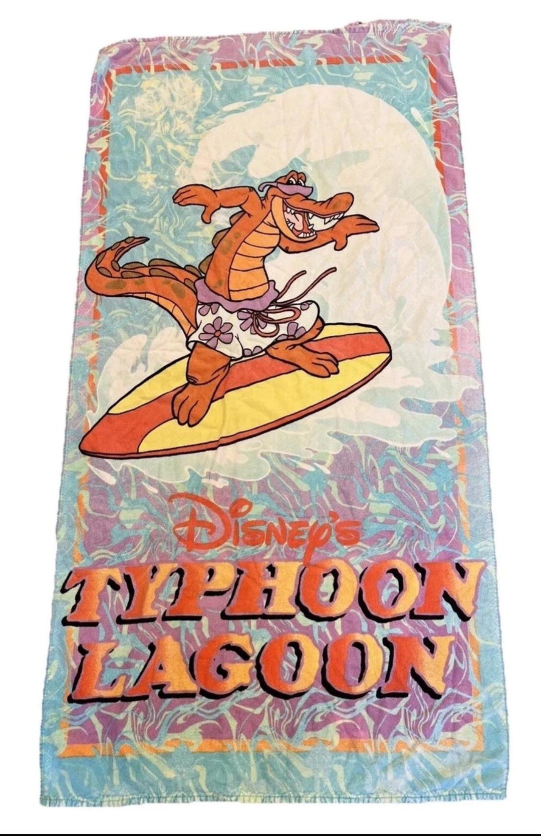 Disney Beach Towel Typhoon Lagoon Lagoona Gator Surfing Swim Vintage ...