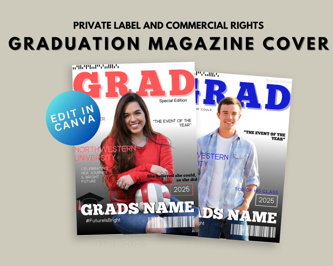 Senior Grad Magazine Cover - Canva Editable Graduation Template, Class ...