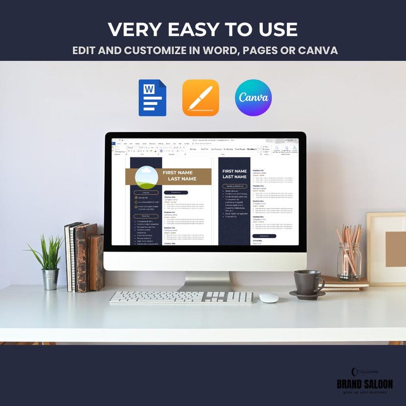 Modern Resume Template, Resume Template, Cover Letter, Word, Pages ...