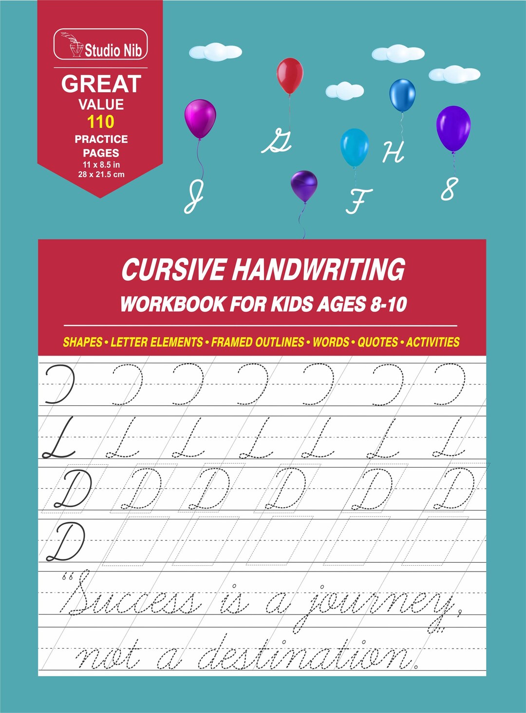 Advanced Cursive Handwriting Workbook. 110 Pages. Letters and Numbers ...