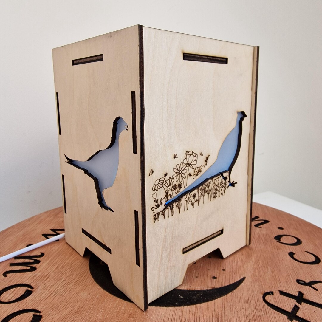Pheasant Lamp – Laser Cut Wooden Light With Colour Changing USB LED ...