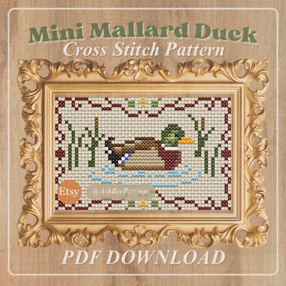 Mallard Duck Cross Stitch Pattern: Mini Vintage Waterfowl (PDF Download ...