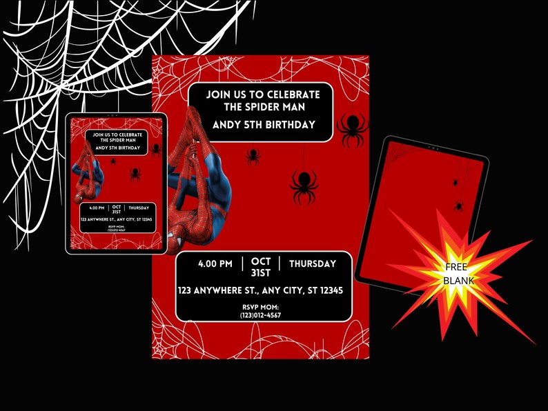 Editable Spider Man Invitation - Etsy