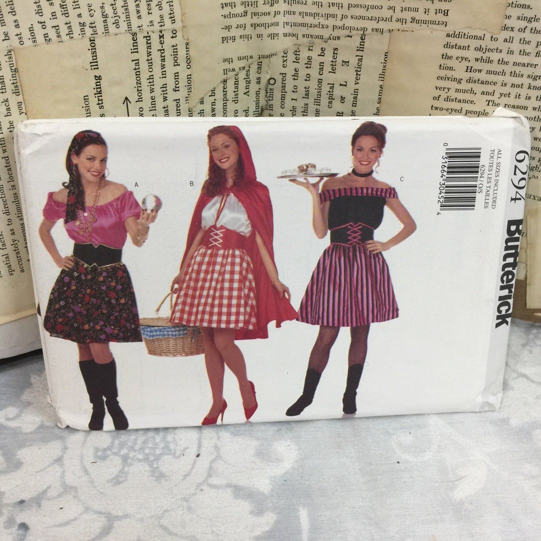 Butterick 6294, Adult Gypsy, Rockabilly Waitress, Red Riding Hood ...