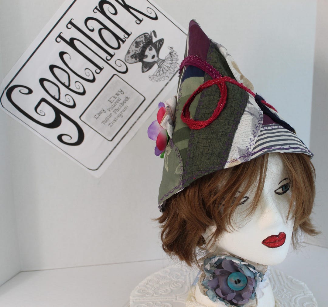 Patchwork House Witch Hat, Gnome, Wizard, Gift for Women, Size Large ...