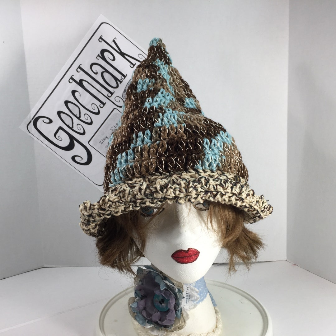 Hedge Witch Hat, Pointy Crochet Hat, Wizard, Gnome, Fairy, Large ...