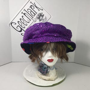 Oversize Poofy Hat, Circus Clown Hat, Purple Sequin, XL, Geechlark 7135 ...