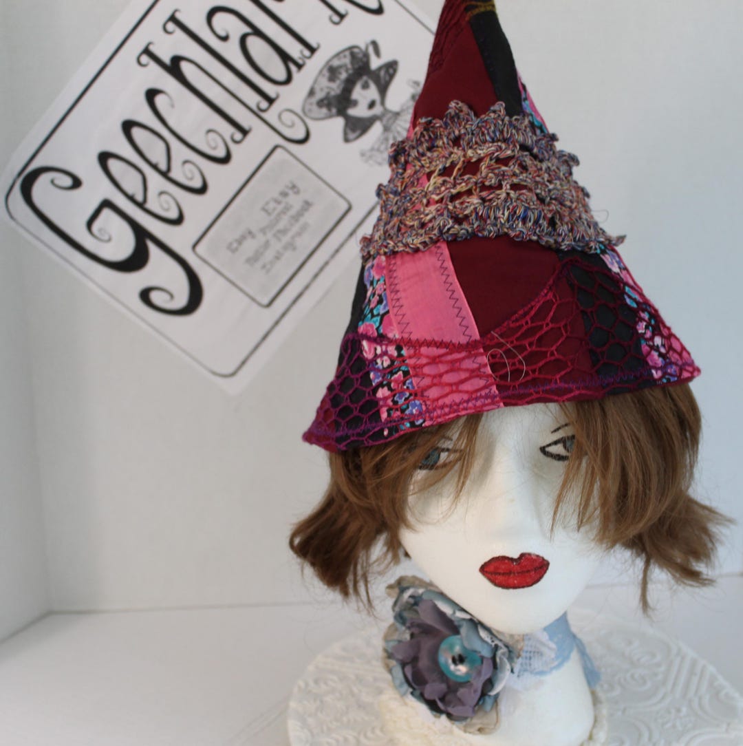 Patchwork House Witch Hat, Gnome, Wizard, Gift for Women, Size Large ...