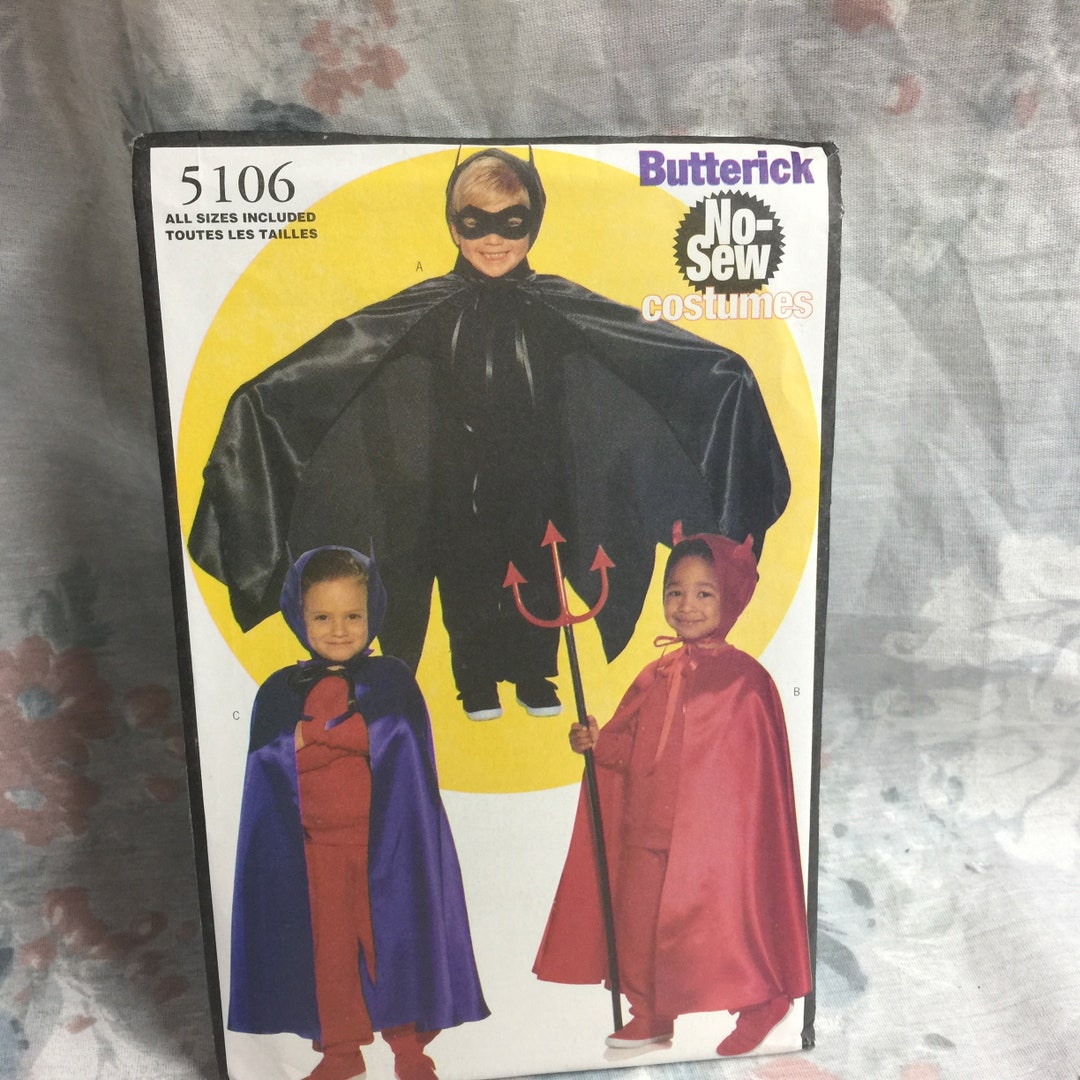 Butterick 5106, Child, Halloween Costume,cape, Mask, Hood, Sewing ...