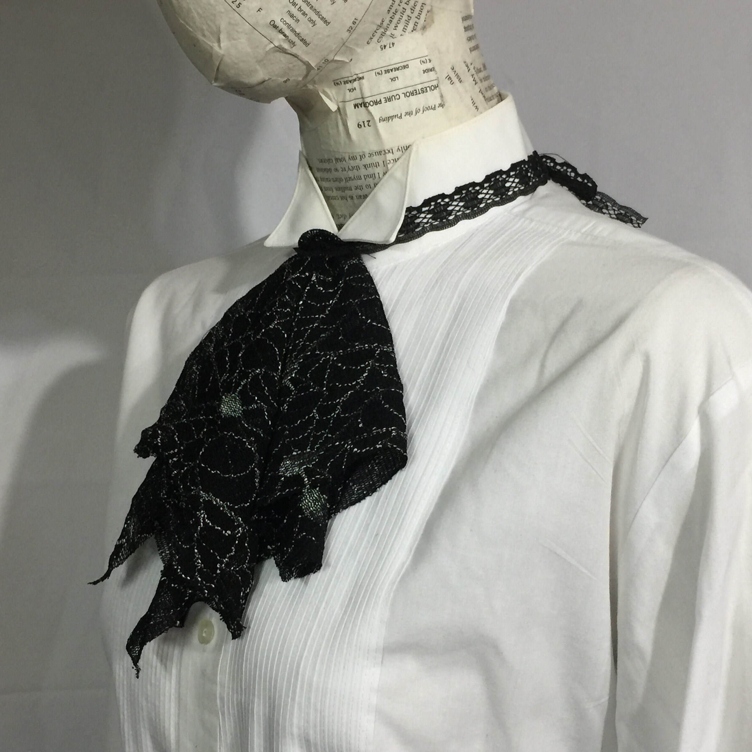 Goth Lace Jabot Black Neck Tie Vamp Lace Collar Cosplay | Etsy