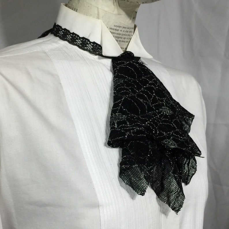 Goth Lace Jabot Black Neck Tie Vamp Lace Collar Cosplay | Etsy