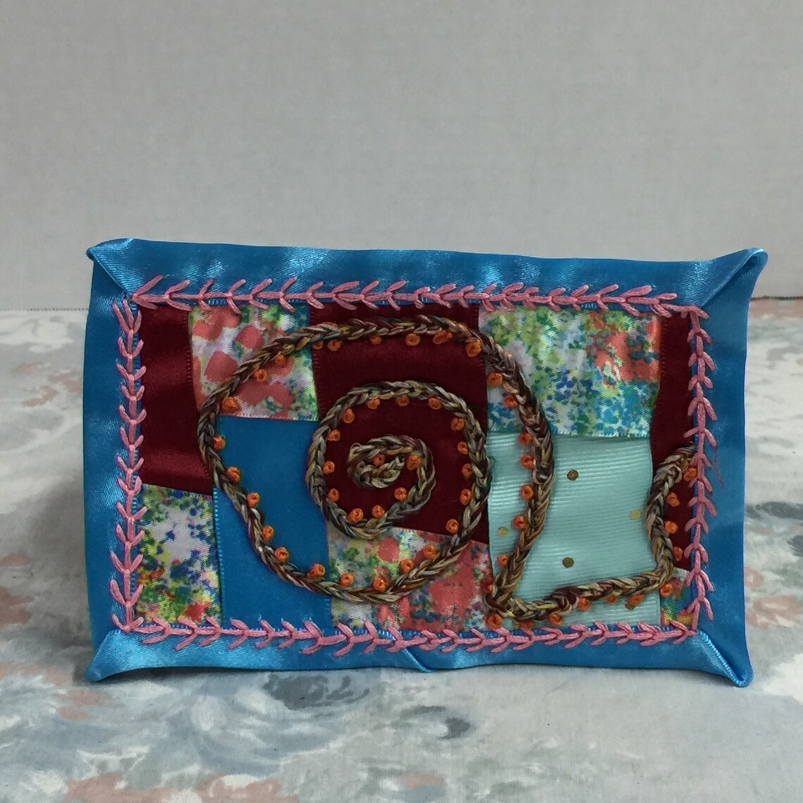Slow Stitch Fabric Collage, Embroidery, Textile Art, Worry Rag ...
