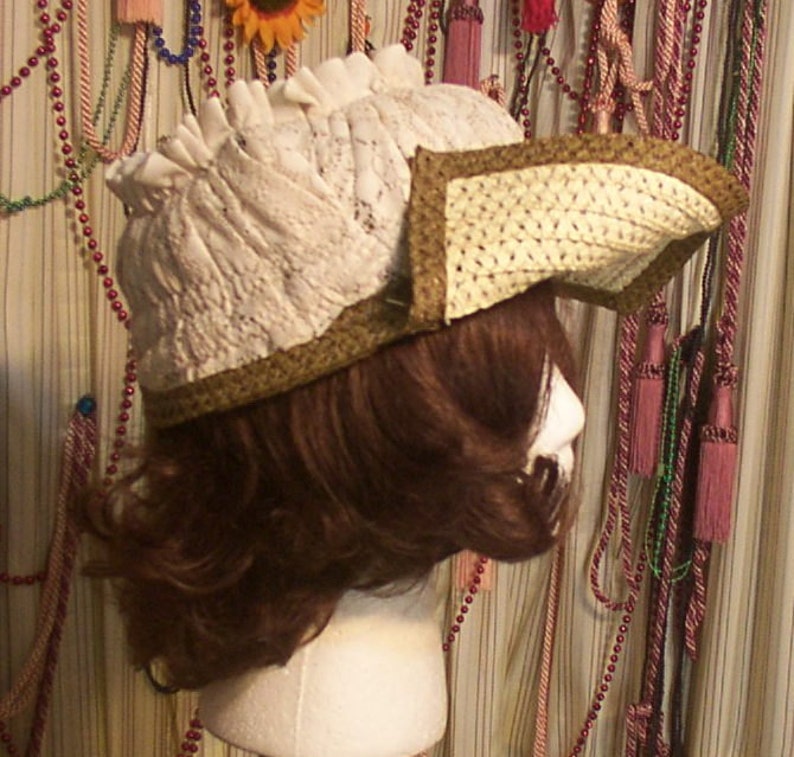 4723 Awesome Ooak Straw Boho Ball Cap Covered With Lace | Etsy