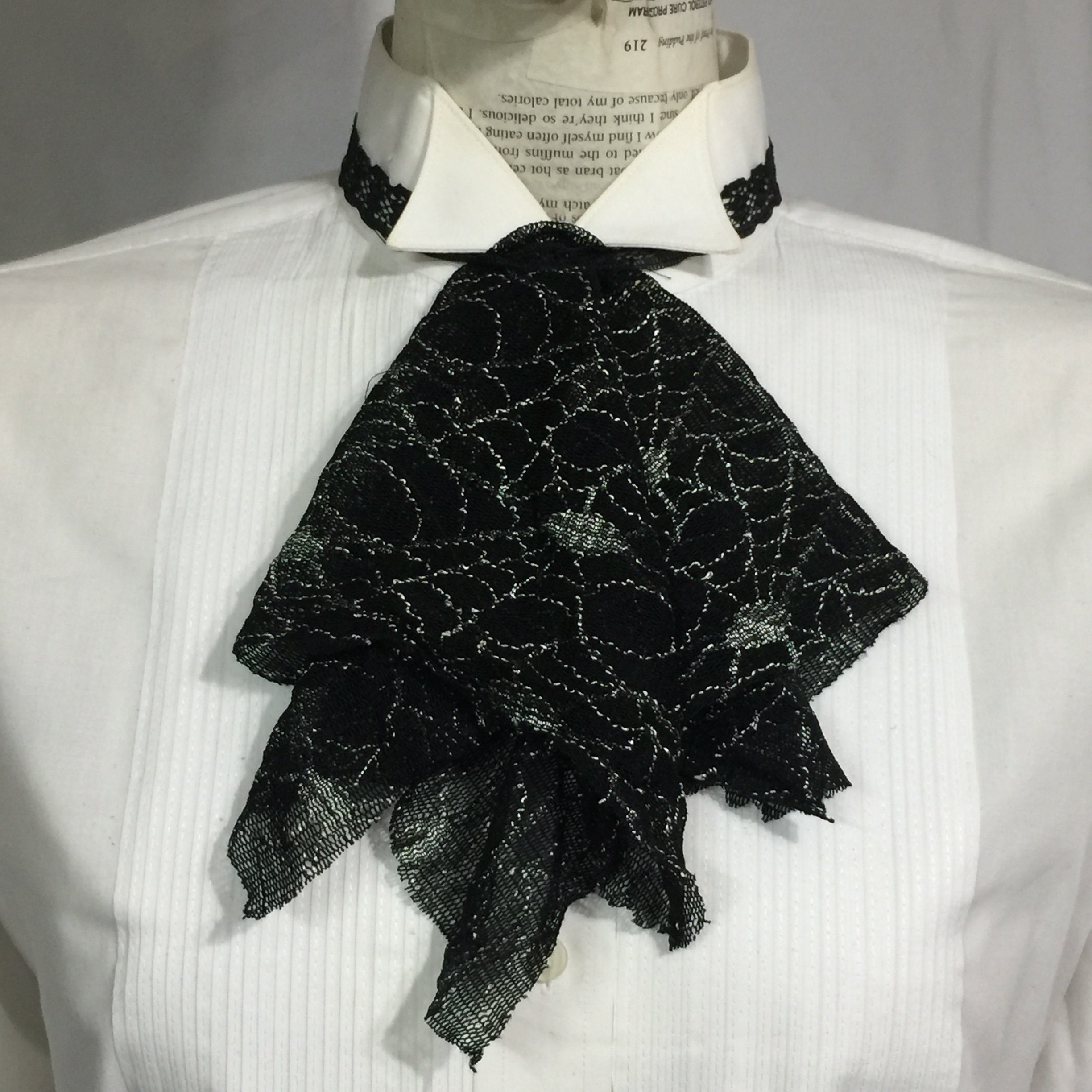 Goth Lace Jabot Black Neck Tie Vamp Lace Collar Cosplay | Etsy