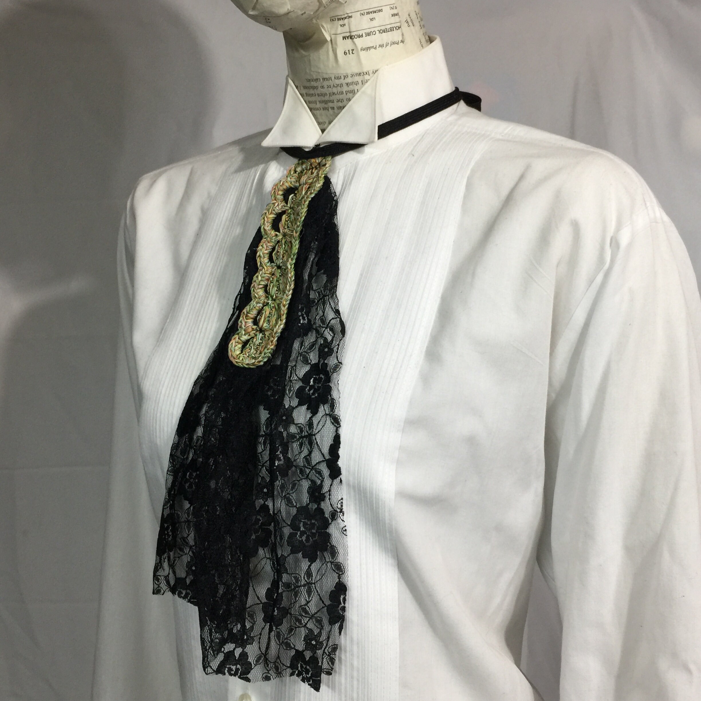 Black Lace Jabot Lace Collar Crochet Feature Cosplay - Etsy UK