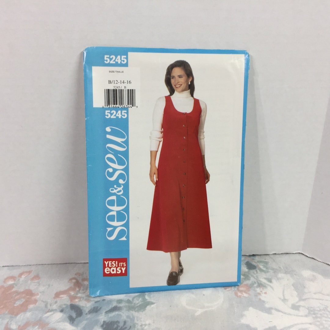 See and Sew 5245, Maxi Dress, Jumper, Button Front, Sewing Pattern ...