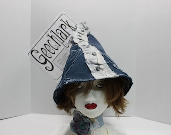 Hedge Witch Hat, Wizard, Upcycled Denim, Merlin Hat, Large, Geechlark ...